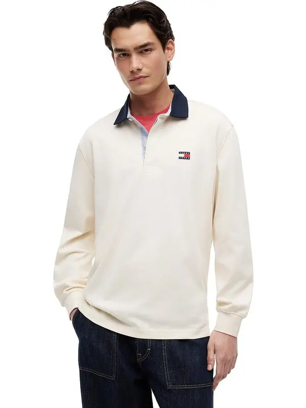 Tommy Hilfiger Relaxed Fit Rugby Polo - Cream