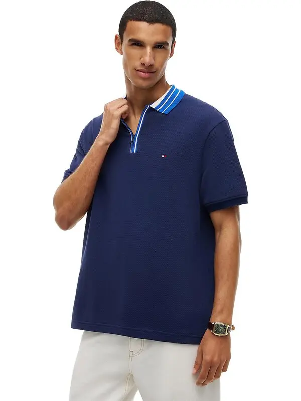 Tommy Hilfiger Classic Fit Quarter-zip Polo - Light Navy