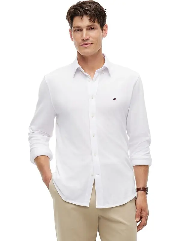 Tommy Hilfiger Slim Fit Lightweight Pique Knit Shirt - White