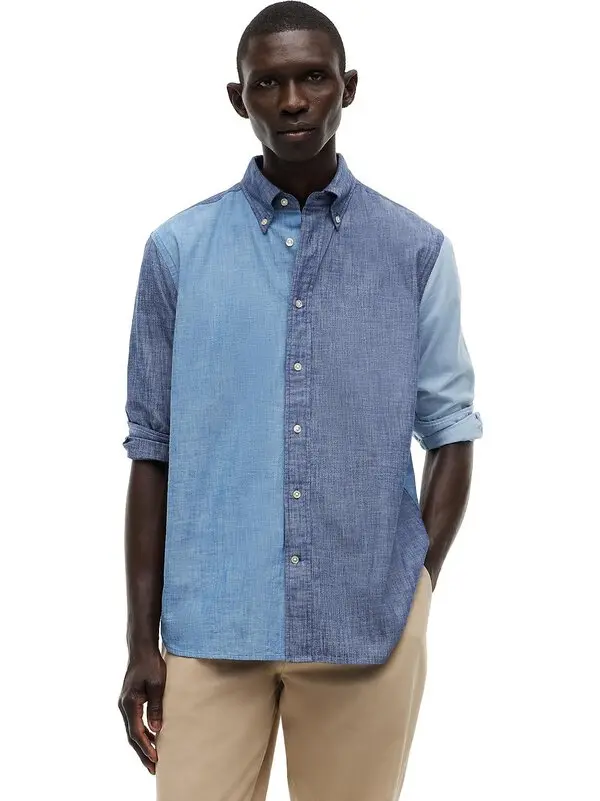 Tommy Hilfiger Classic Fit Colorblock Chambray Shirt - Blue Multi