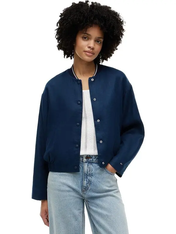 Tommy Hilfiger Linen Bomber Jacket - Navy