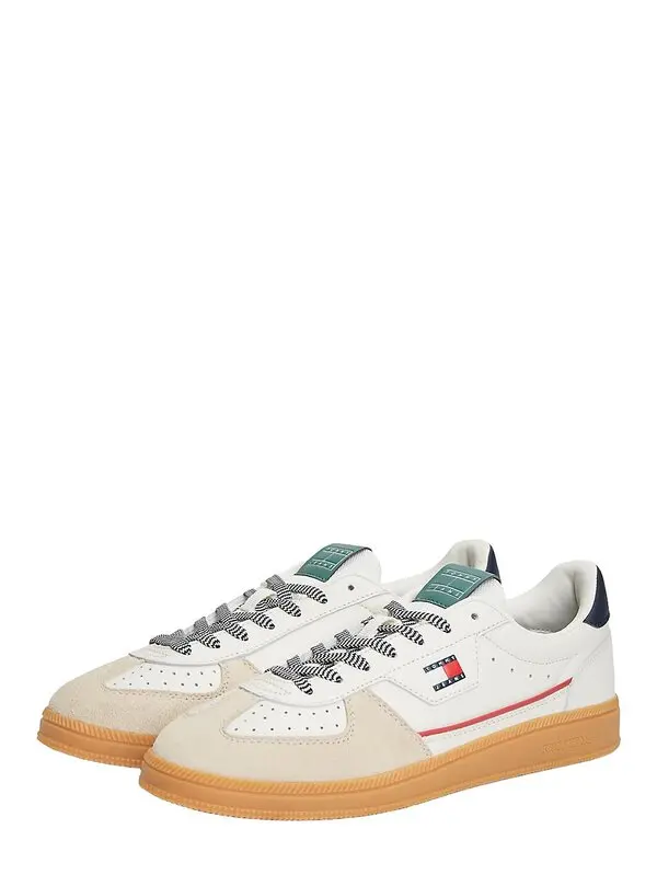 Tommy Hilfiger Mixed-texture Leather Sneakers - Ecru