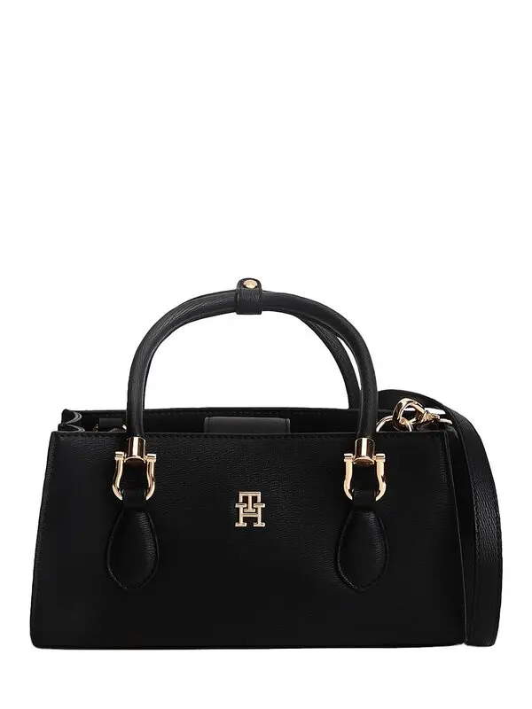 Tommy Hilfiger Monogram Mini Satchel Bag - Black