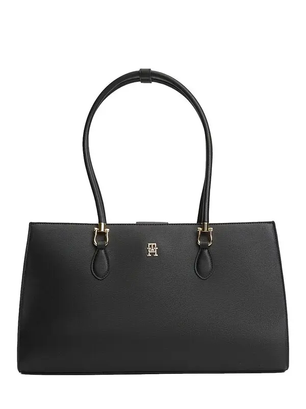 Tommy Hilfiger Monogram Satchel Bag - Black