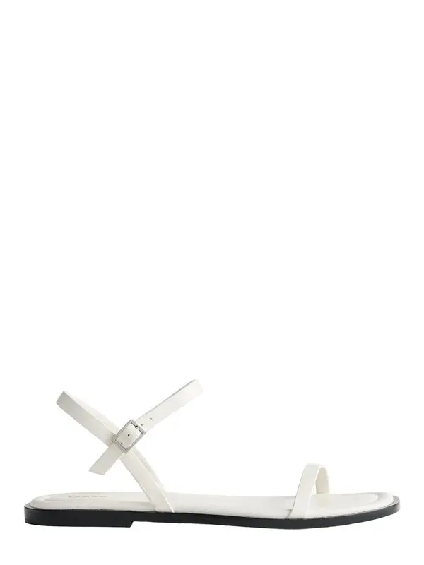 Quince Italian Leather Ankle Strap Flat Sandal - Bone