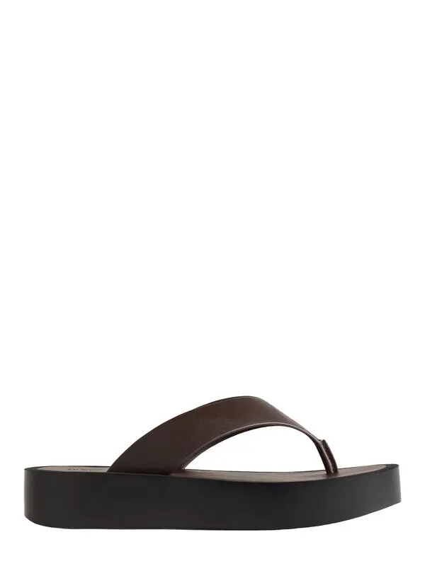 Quince Italian Leather Thong Platform Sandal - Coffee Bean