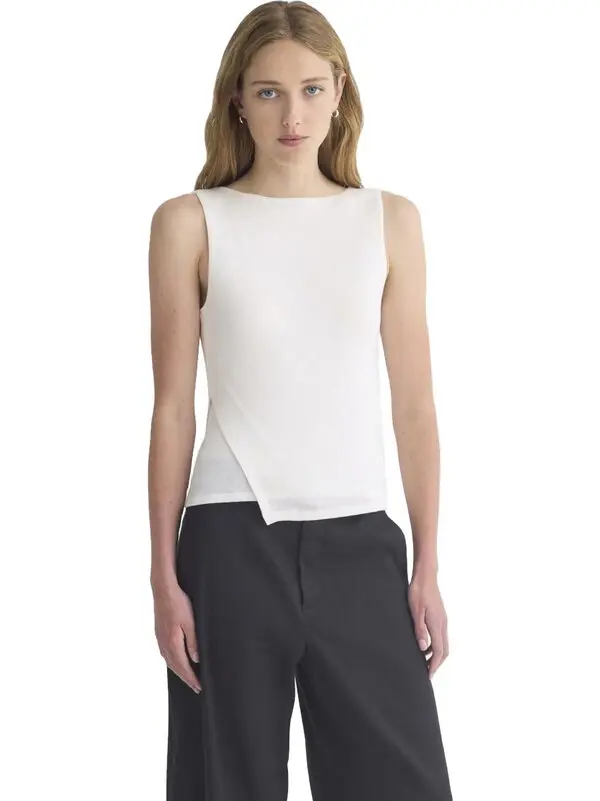 Everlane Boatneck Tank Top With Side Tie - Bone