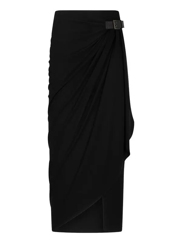 TOM FORD Crepe Jersey Midi Wrap Skirt - Black