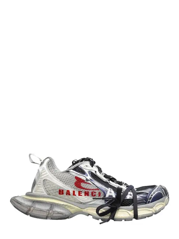 Balenciaga 3xl Split Logo Sneakers - Eggshell/red/navy Blue