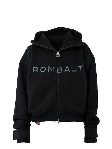 ROMBAUT Full Zip Hoodie With Logo Detail - Black