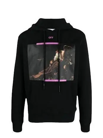 Off-White Caravaggio Graphic Print Hoodie - Black