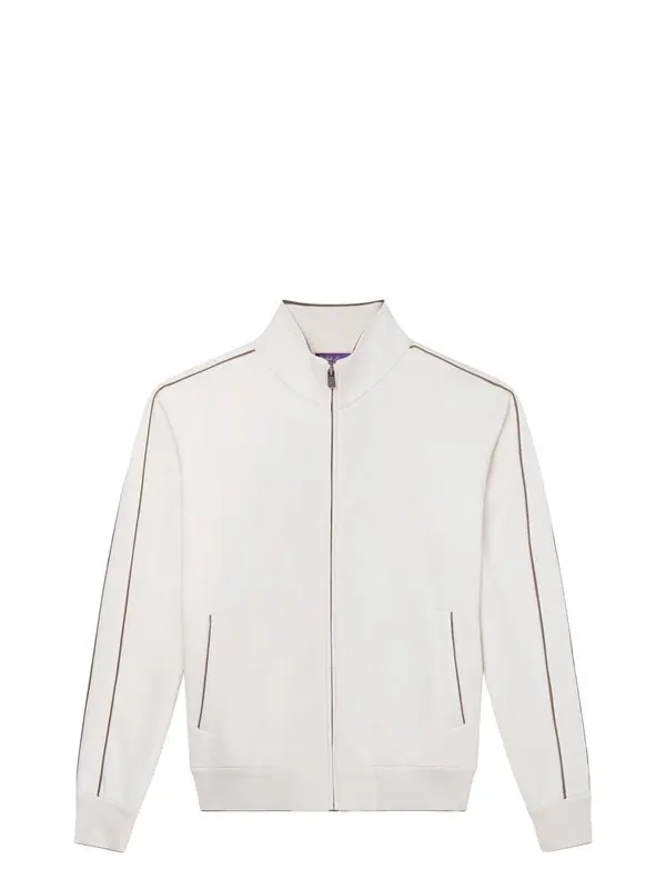 Ralph Lauren Purple Label Wimbledon Logo-embroidered Cotton And Cashmere-blend Sweater - Neutrals