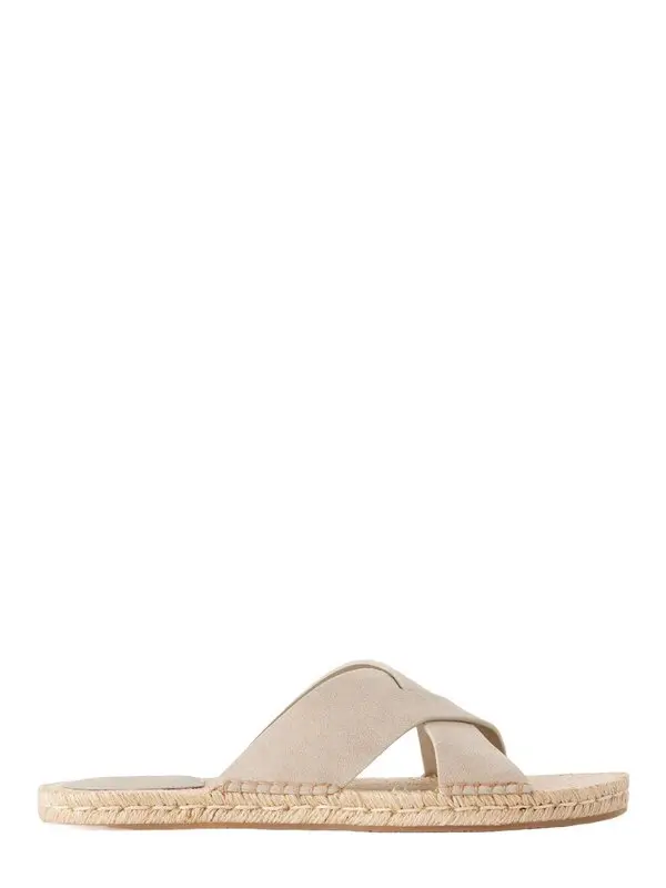 Zegna Suede Criss-cross Espadrille Sandals - Neutrals