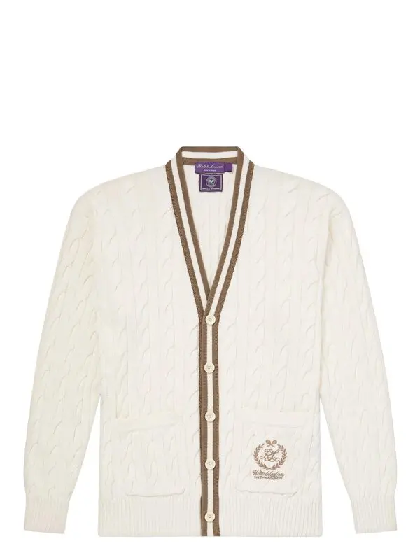 Ralph Lauren Purple Label Wimbledon Capsule Cable Knit Cardigan - Neutrals