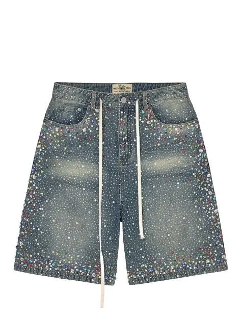 VALE FOREVER Embellished Denim Jorts - Multicolor