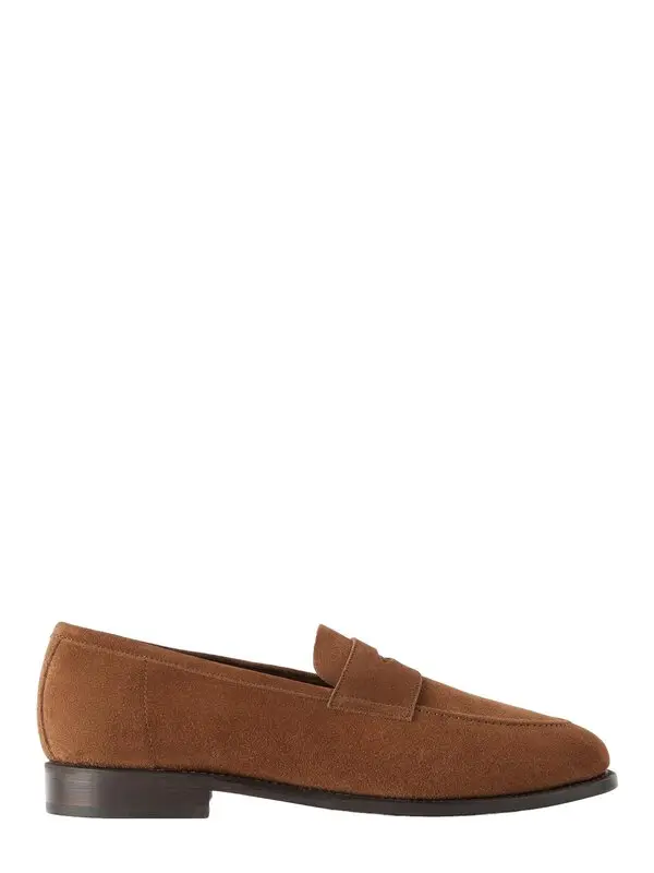 MORJAS Suede Penny Loafers - Brown