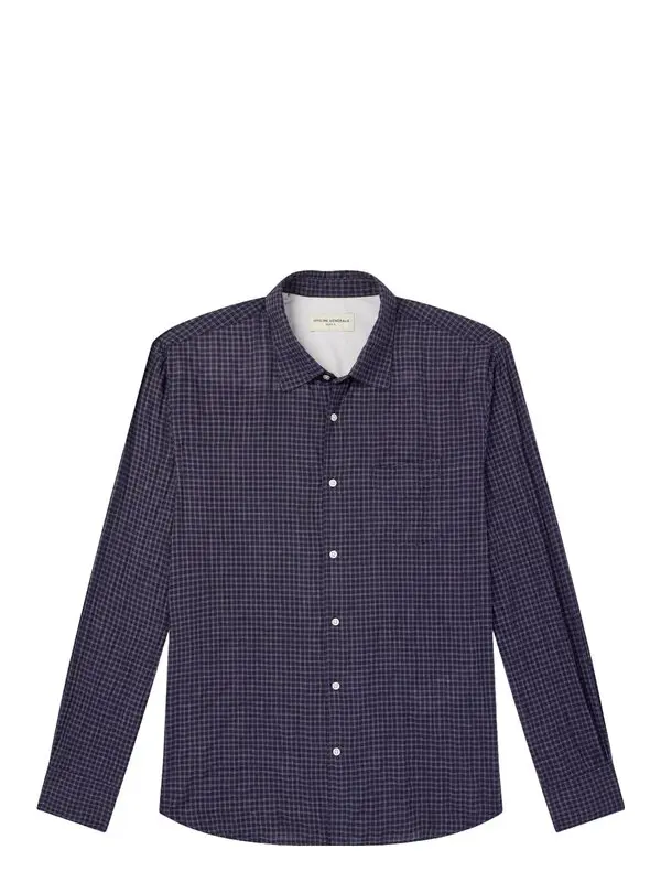 Officine Générale Benoit Checked Cotton-blend Voile Shirt - Blue