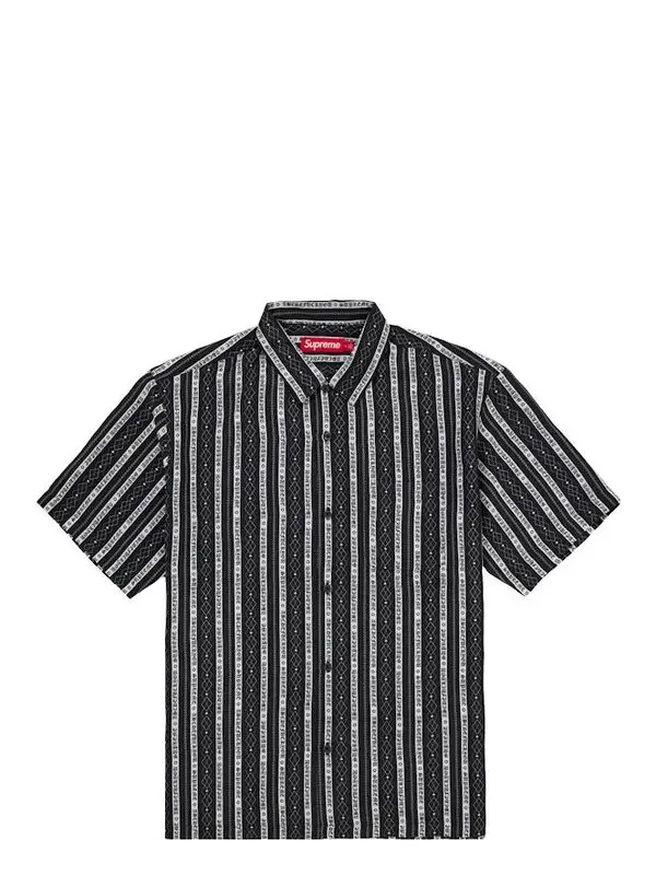 Supreme Old English Stripe Silk Short Sleeve Shirt - Black