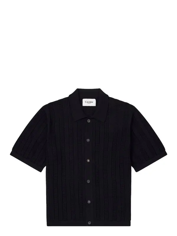 CORRIDOR Pointelle-knit Cotton Shirt - Black