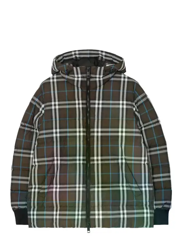 Burberry Check Hooded Puffer Jacket - Brown