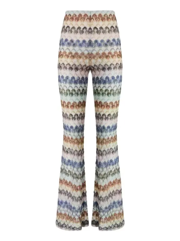 Missoni Flared Viscose Trousers With Dégradé Lace Motif - Neutrals