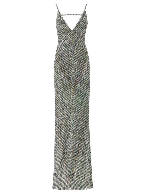 Missoni Long Dress With Open Back And Sequins - Grey