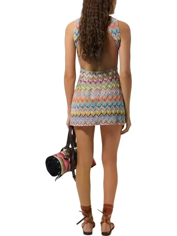 Missoni Zigzag Knit Backless Beach Dress - Blue