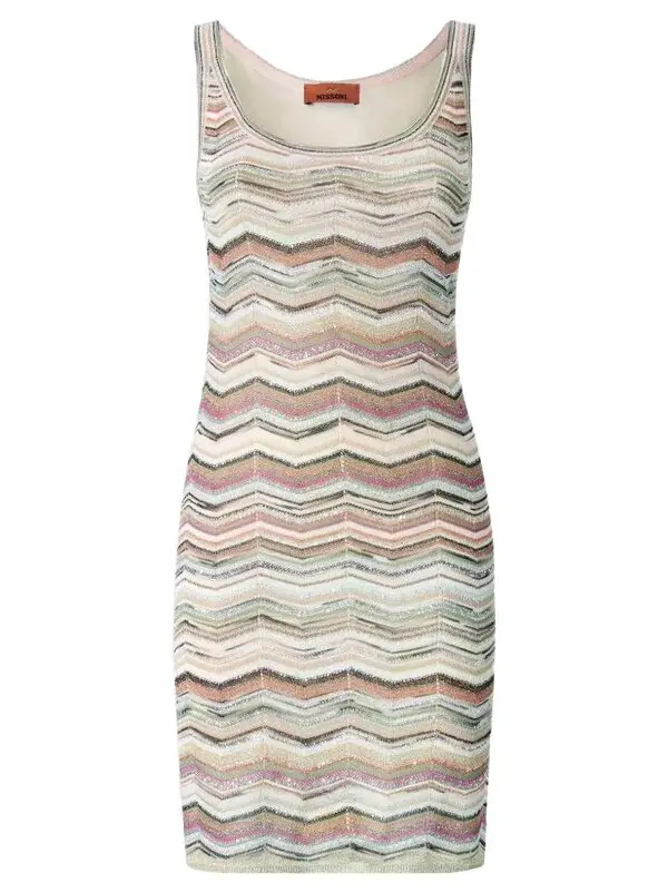 Missoni Zigzag-knit Scoop-neck Dress - Neutrals