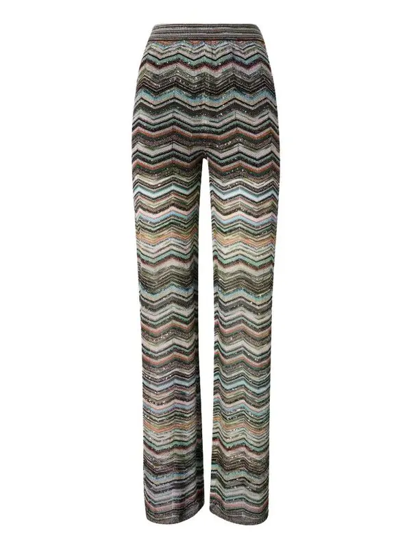 Missoni Zigzag Knit Sequin-embellished Trousers - Black