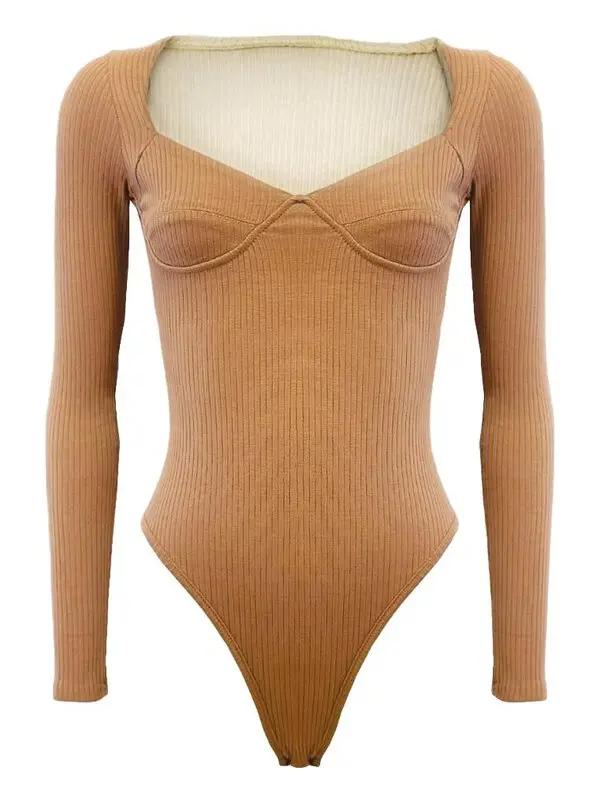CHUKS COLLINS Long Sleeve Leotard - Brown