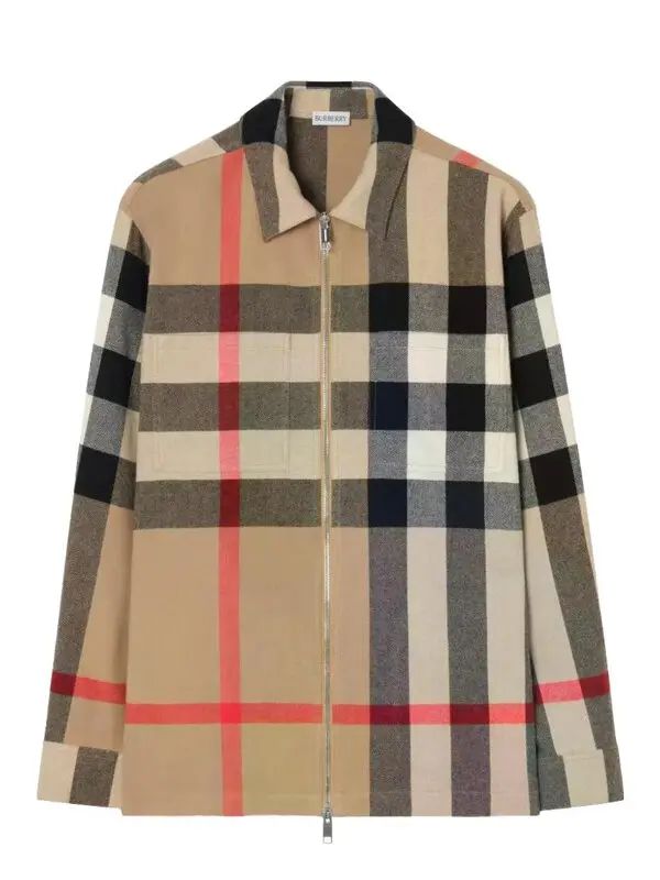 Burberry Check Wool Cotton Overshirt - Neutrals
