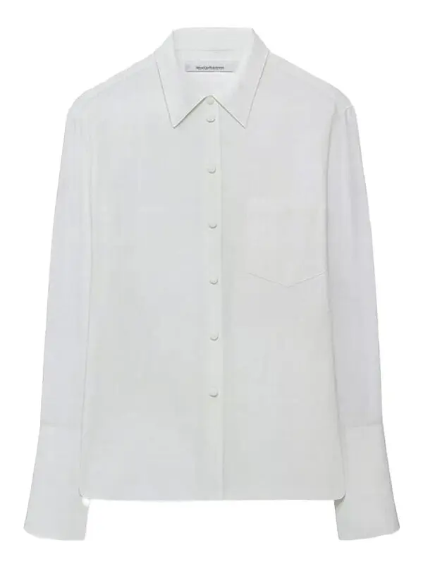 Another Tomorrow Silk French Cuff Shirt - White