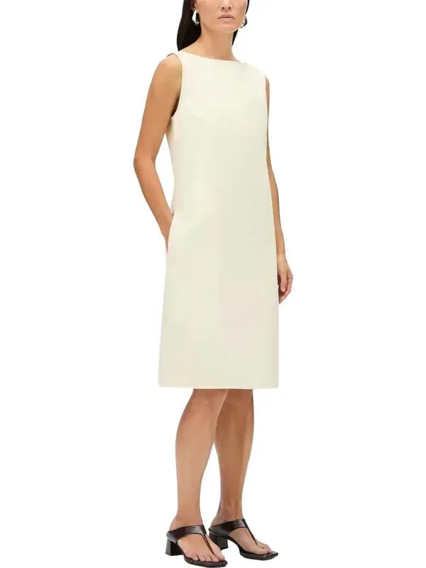 Another Tomorrow Double-face Sheath Midi Dress - Neutrals
