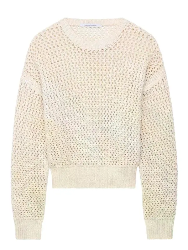 Another Tomorrow Open-knit Crew-neck Sweater - Neutrals