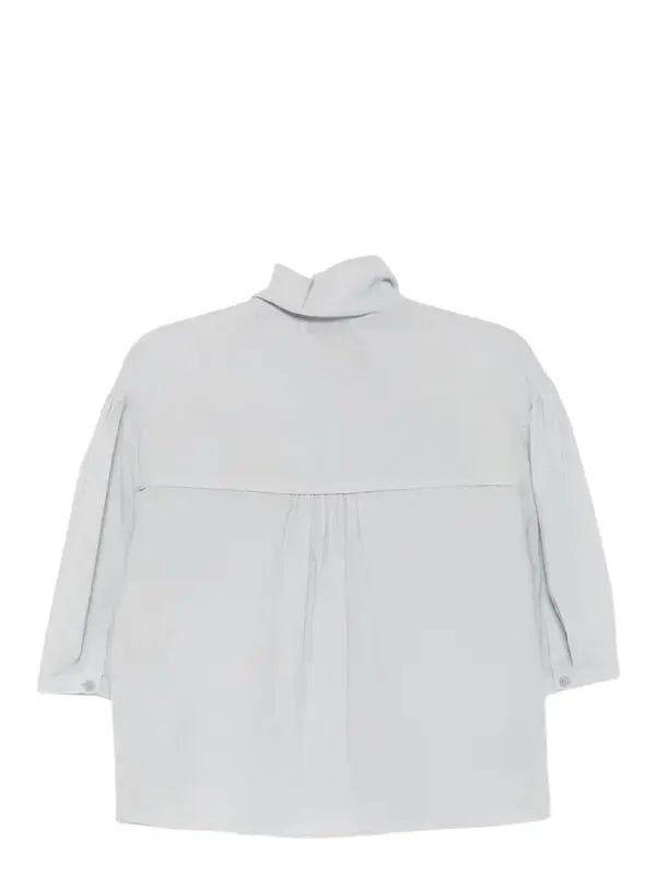 LOW CLASSIC Pintuck High-neck Blouse - Blue