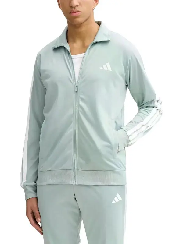 Adidas Striped Logo Sport Jacket - Green