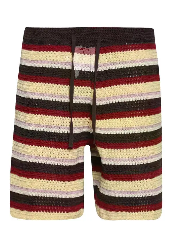 BAZISZT Baziiszt Horizontal-stripe Crochet-knit Shorts - Neutrals