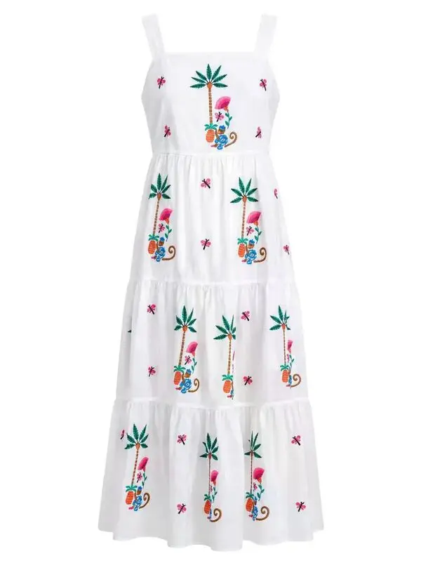 Nimo With Love Embroidered Tiered Dress - White