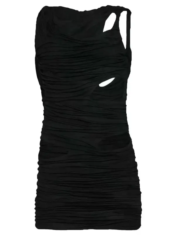 DI PETSA Midnight Ruched Cut-out Dress - Black