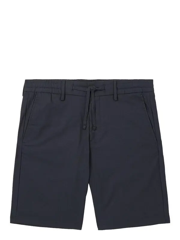 NN.07 Seb 1680 Straight-leg Cotton-blend Twill Drawstring Shorts - Navy
