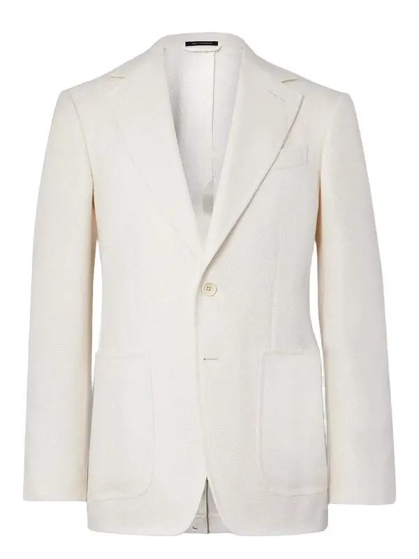 TOM FORD Shelton Wool, Mohair, Silk And Linenblend Blazer - Ecru