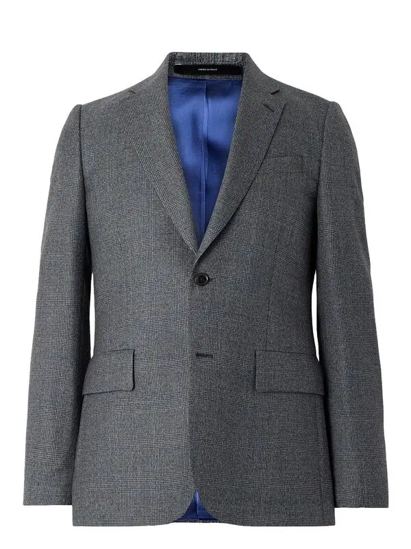 Paul Smith Prince Of Wales Checked Wool Blazer - Gray