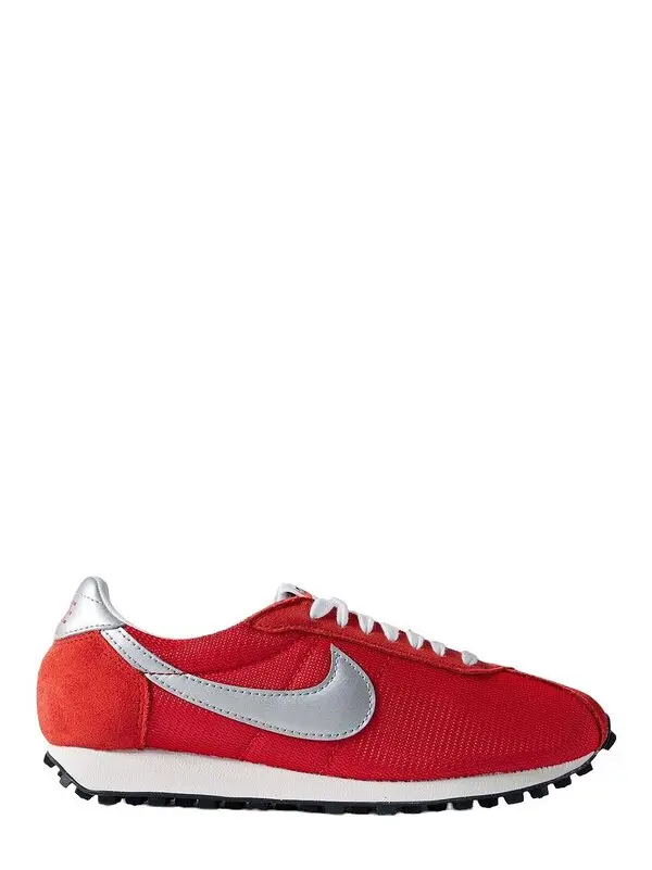 Nike Leather And Suede Trimmed Mesh Sneakers - Red