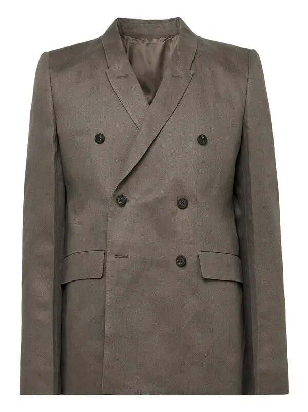 Rick Owens Doublebreasted Linentwill Blazer - Gray