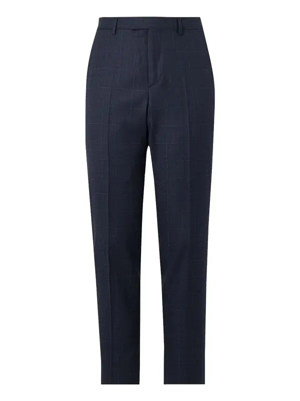 Paul Smith Straight-leg Checked Wool Suit Pants - Navy