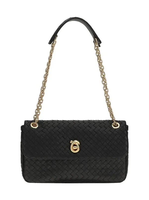 Bottega Veneta Intrecciato Shoulder Bag - Black