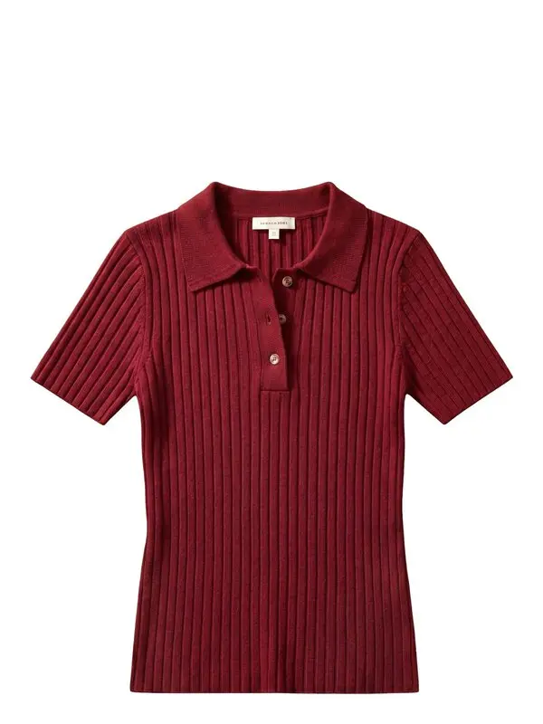 HARMAIN LEATHERS LTD Ribbed Knit Polo Shirt - Red