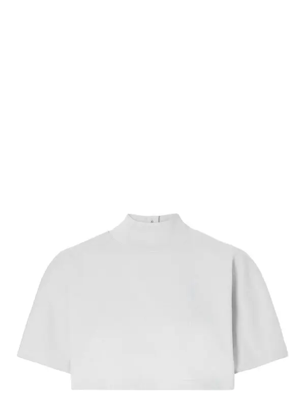 Alaïa Cropped Cotton-jersey Turtleneck T-shirt - Gray