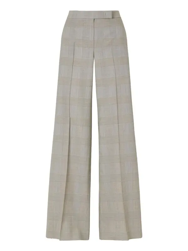 Max Mara Checked Wool Wide-leg Trousers - Gray