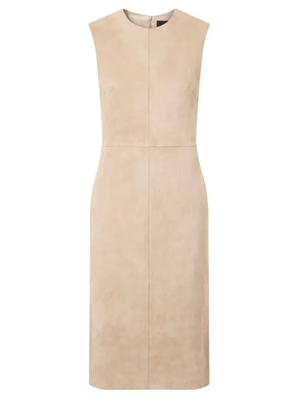 Stouls Eva Paneled Suede Midi Dress - Neutrals